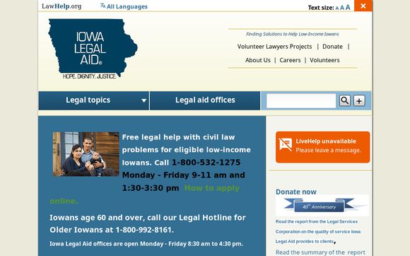 Iowa Legal Aid Reviews - 1 Review of Iowalegalaid.org | Sitejabber