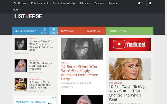Listverse Reviews - 5 Reviews of Listverse.com | Sitejabber